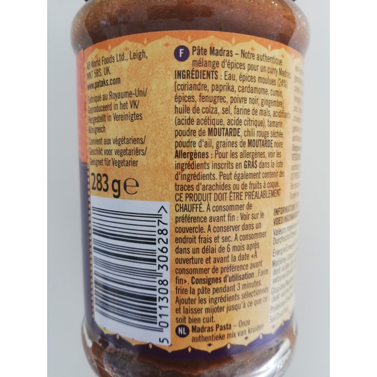 Patak madras pasta 283gr