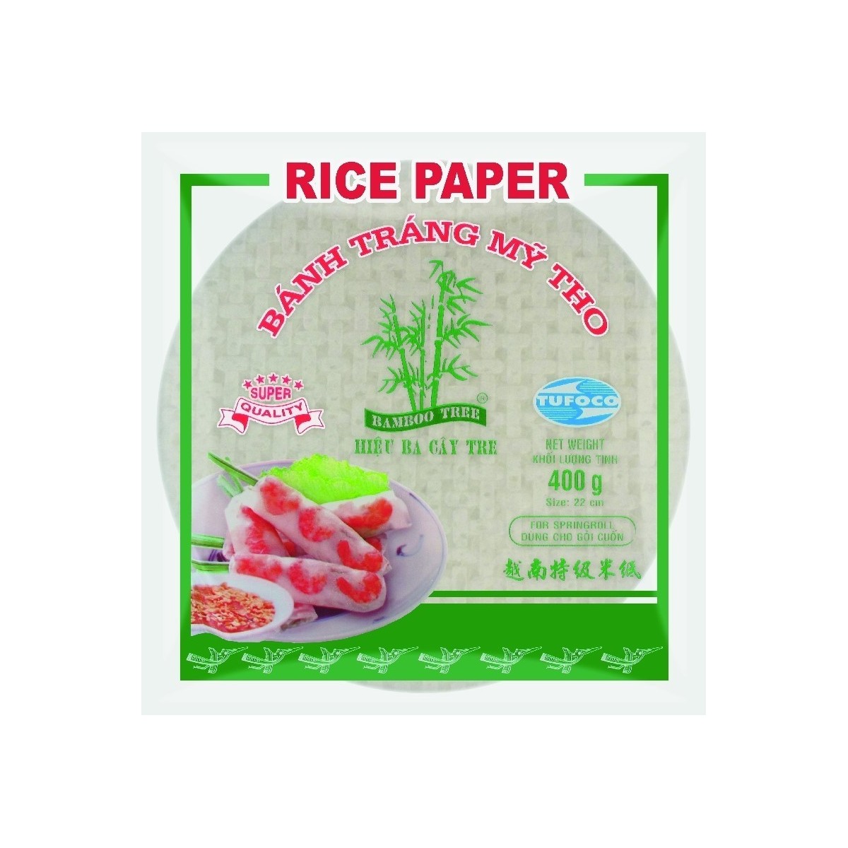 Bamboo Tree round rice paper for Vietnamese spring rolls 22cm 400gr
