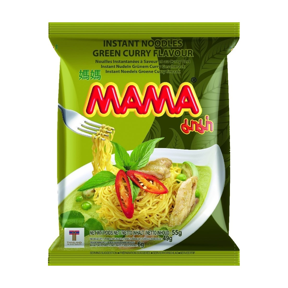 Mama Instant Nudeln mit grunem Curry 55gr