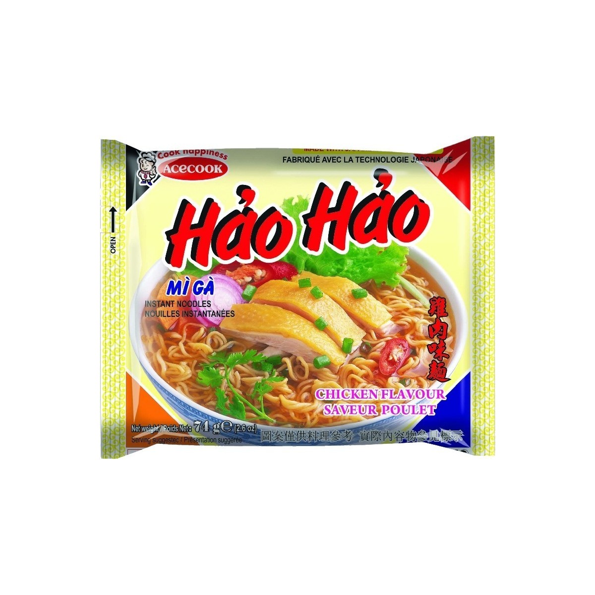 Acecook hao hao instant noedels met kip 74gr