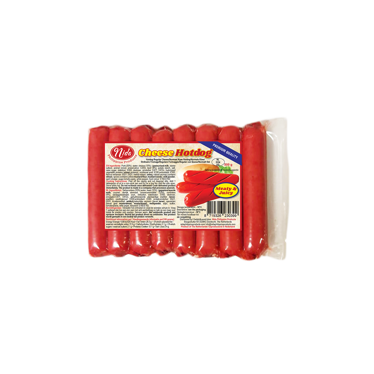 Nida cheese hot dogs 500gr
